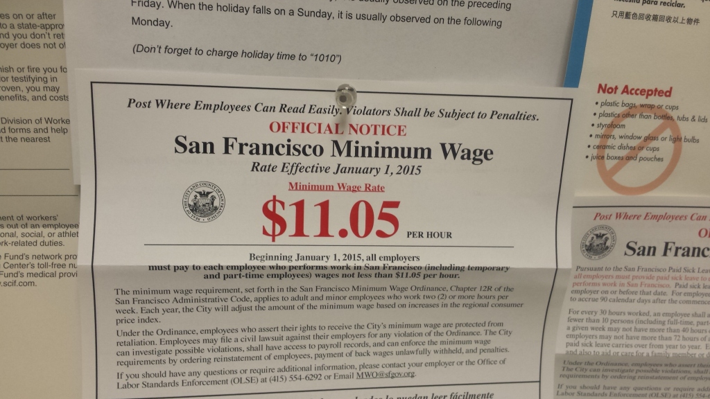 New San Francisco Minimum Wage Effective January 1, 2015 New San Francisco Minimum Wage Effective January 1, 2015
